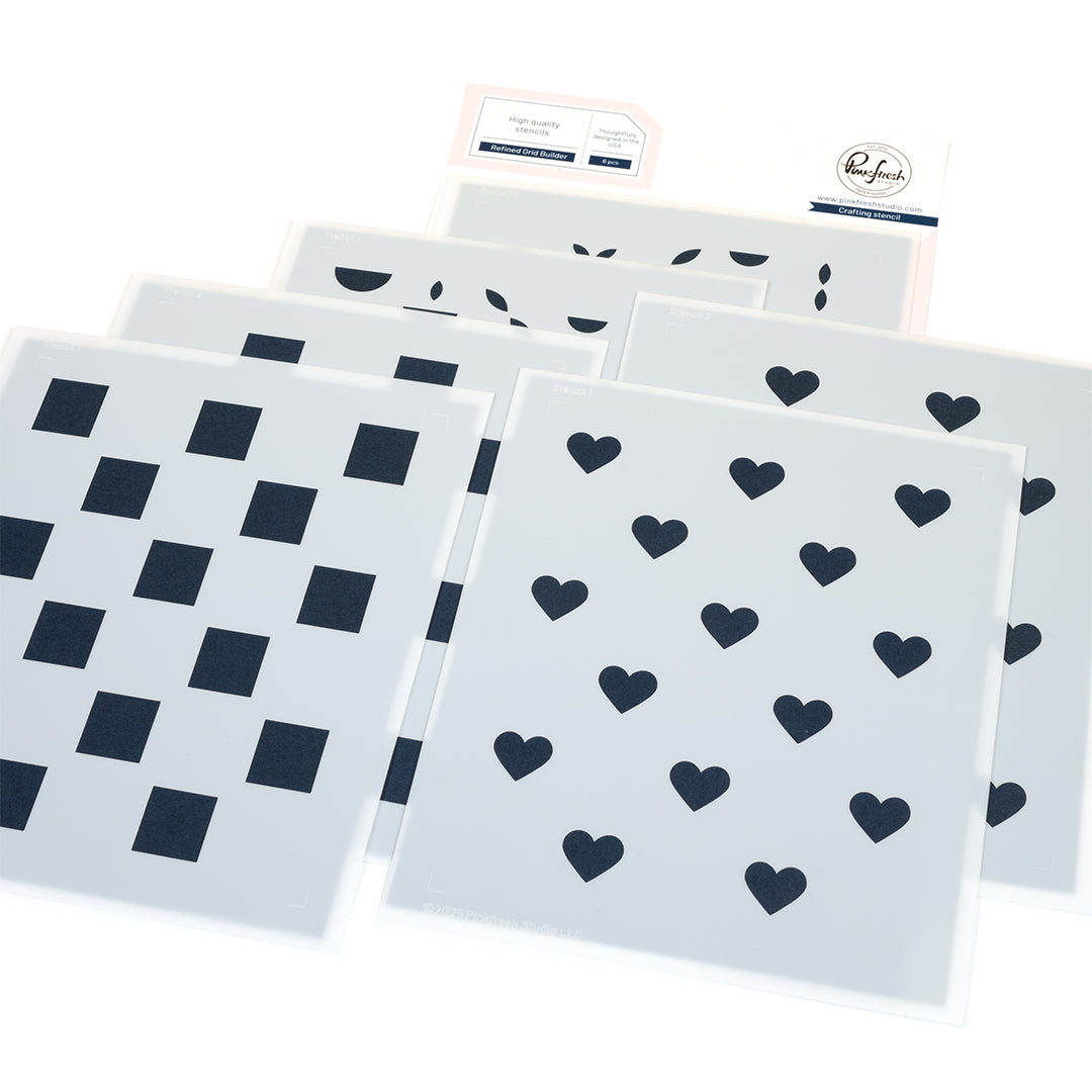 Pinkfresh Studio Refined Grid Builder stencil – Auzz Trinklets N Krafts