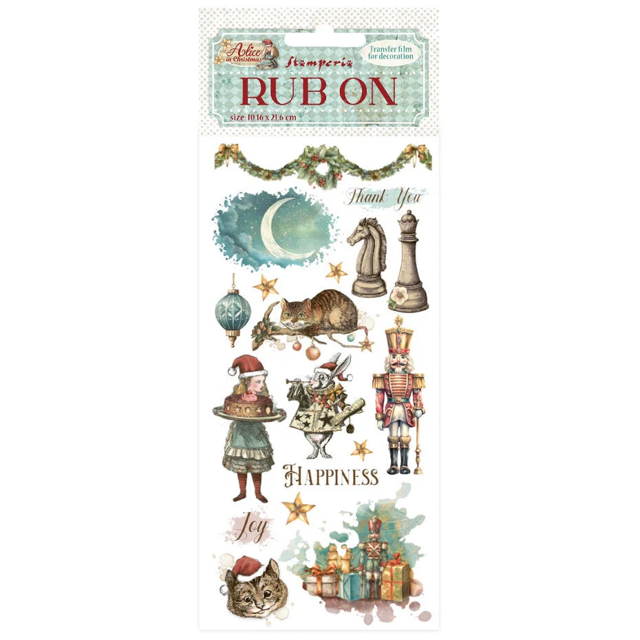 Stamperia Alice in Christmas Rub-on 4x8,5 Inch Happiness (DFLRB182 ...