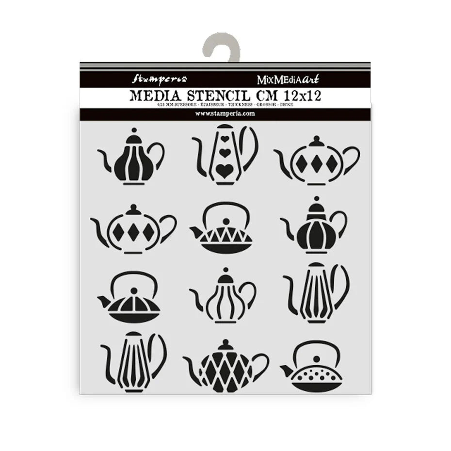 Stamperia Alice in Christmas Thick Stencil 12x12cm Tea Pots (KSTDS56 ...