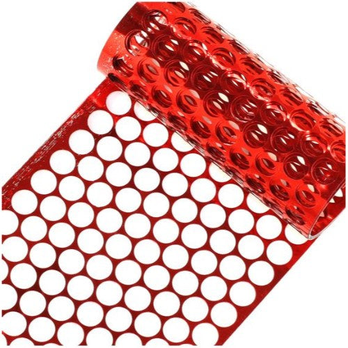 8mm Round Sequin Mesh Waste Punchinella Film Approx 2 mts Metallic Red ...